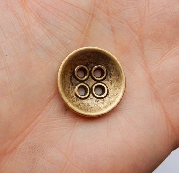 2pc Vintage Brass concave button with 4 holes 23mm
