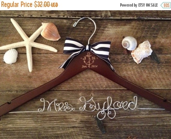 FALL SALE Anchor Nautical Wedding Hanger by GetHungUp on Etsy