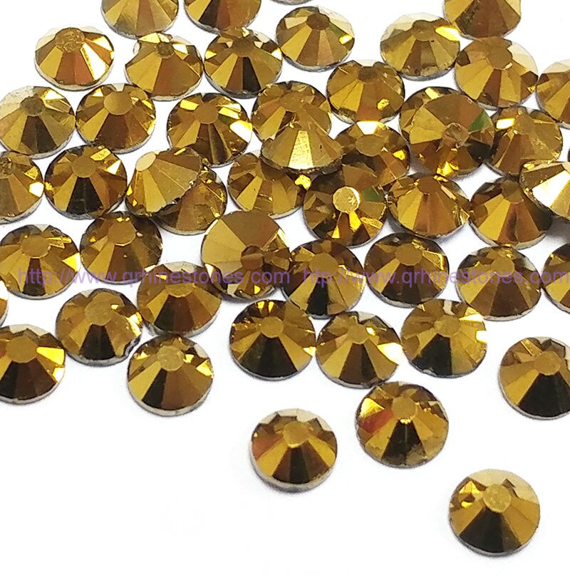Metallic Gold Rhinestone 144pcs FlatBack Crystal Non Hotfix