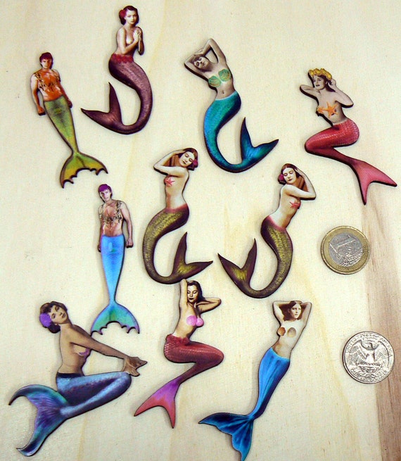 Mermaids and mermen wood cut outs die cuts