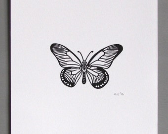 Butterfly linocut | Etsy