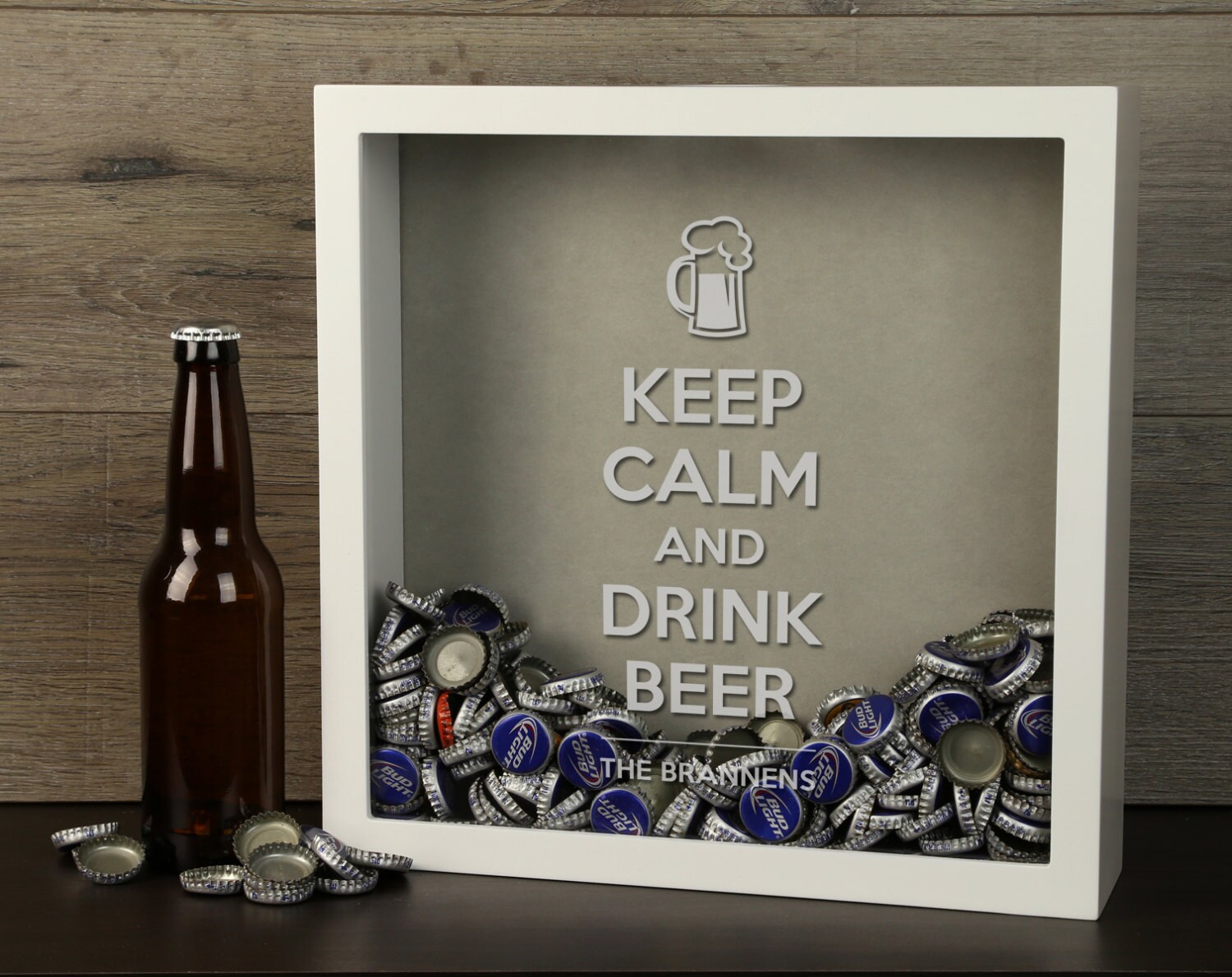 Personalized Beer Cap Shadow Box Keep Calm Drink Beer Beer