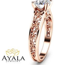 Ayala Jewelry Unique Engagement Ring Rose Gold by AyalaDiamonds