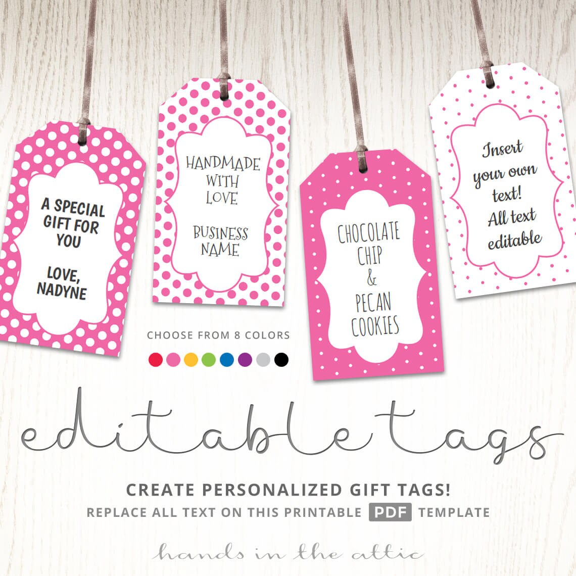 Editable Gift Tags Gift Tag Template Text Editable Polka
