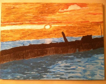 Items similar to String of Lights Painting - Original Acrylic Painting ...