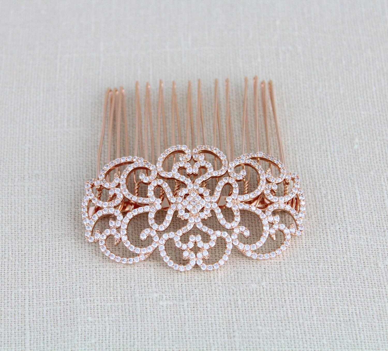 Rose Gold Hair comb Bridal Hair comb Wedding headpiece Rose