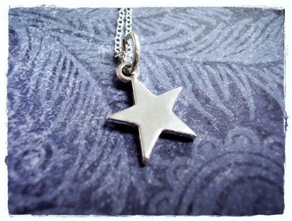 Small Silver Star Necklace Sterling Silver Star Charm on a