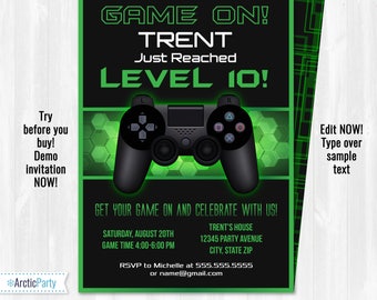 Nintendo invitation | Etsy