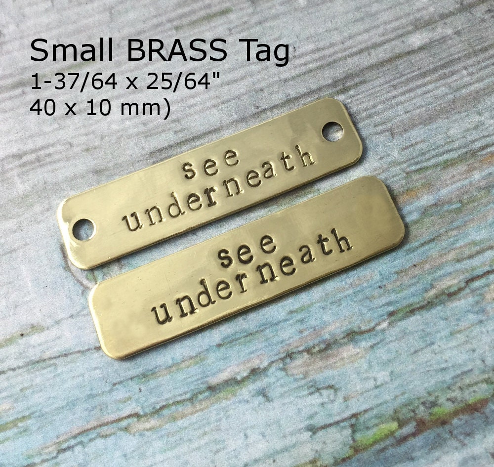 Hand Stamped Brass Tag Small Personalized Metal ID Tag