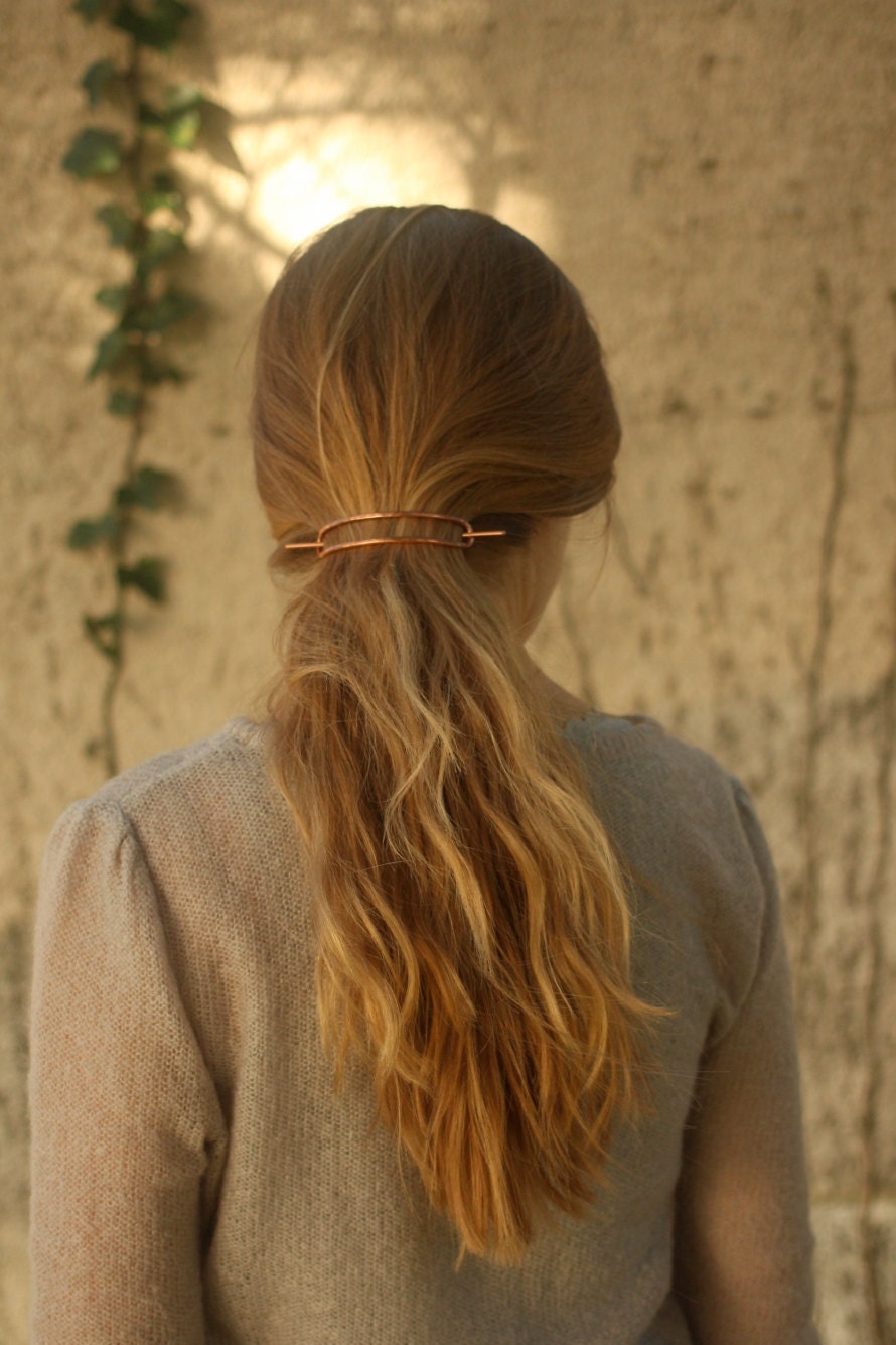 Minimalist brass hair slide pony tail holder large hair