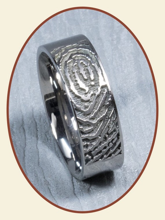 JB Memorials Titanium Mens Fingerprint Ring width 8mm TIT002