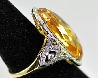 Large citrine ring | Etsy