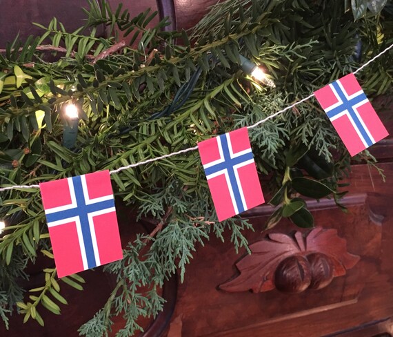 Norway Flag Garland Christmas Decoration Paper 7 feet
