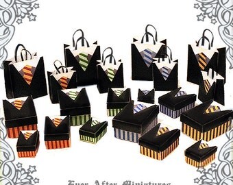 Dollhouse Miniature Gift Box & Miniature Gift Bag Set: 12th