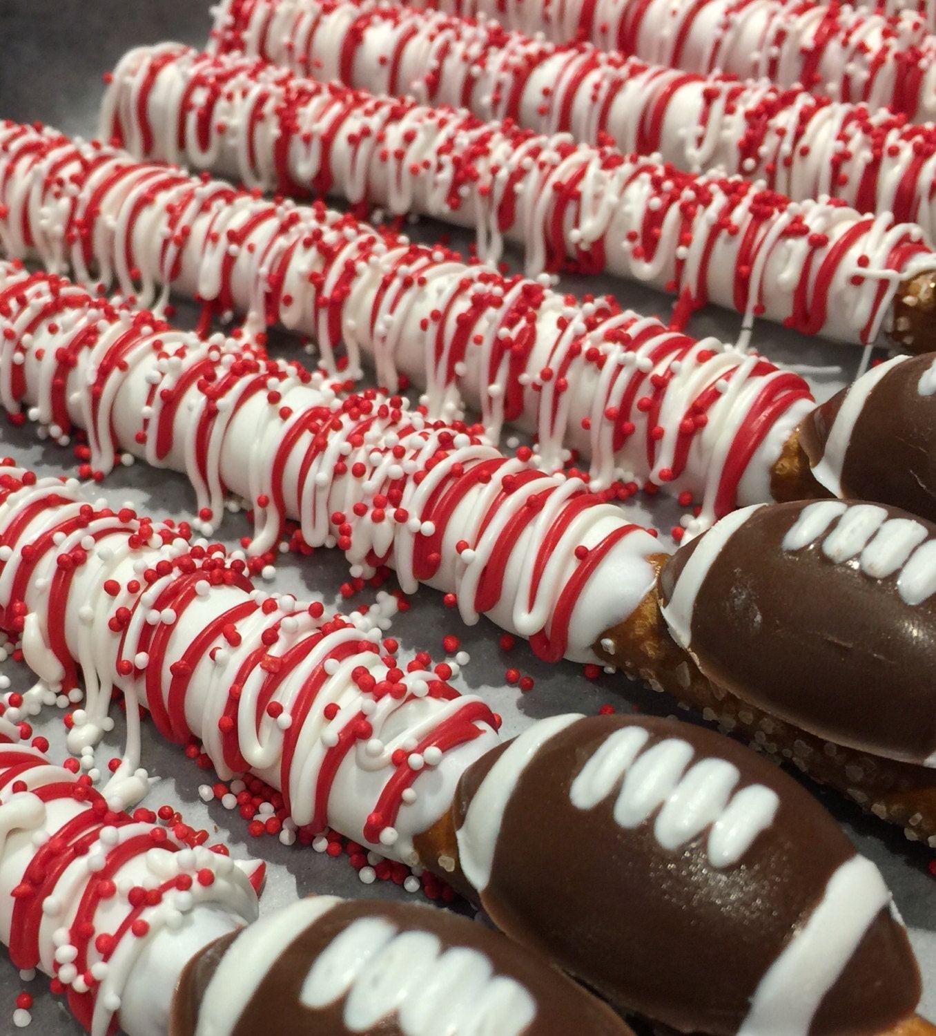 FOOTBALL Chocolate Pretzels//12 Count//Team Colors//Super Bowl