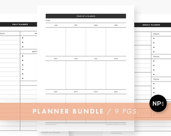 Minimalist Planner Bundle Printable PDF Instant Download