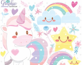 Unicorn clip art | Etsy