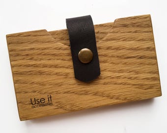 Wood card holder | Etsy