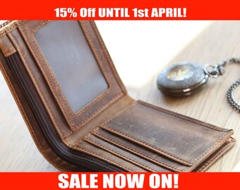 Mens leather wallet | Etsy