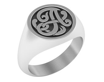 Monogram signet ring | Etsy