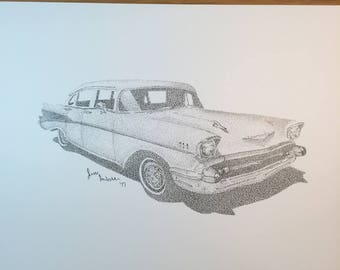 Hot rod drawing | Etsy