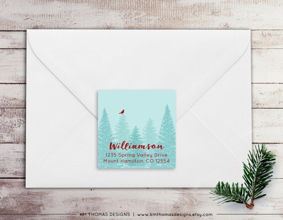 Christmas Tree Return Address Label: Square Label Holiday
