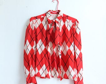 Red silk blouse | Etsy
