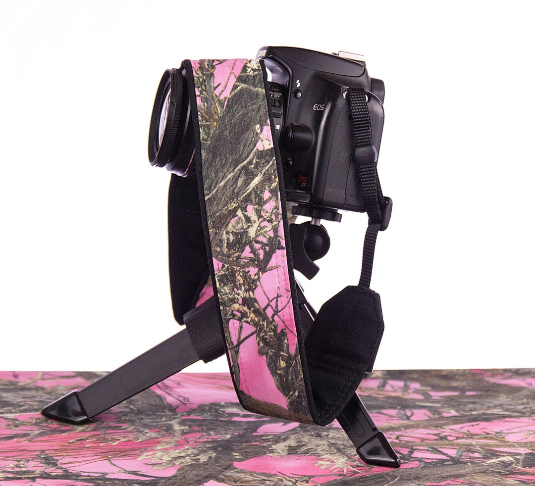 dSLR Camera Strap Pink Camo Camouflage SLR Canon camera by ten8e