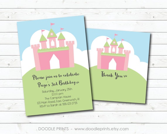 Princess Bounce House Invitations Printable
