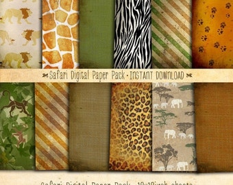 Safari digital paper | Etsy