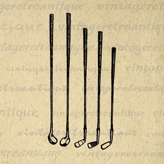 Printable Golf Clubs Graphic Download Image by VintageRetroAntique