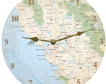 Map wall clock | Etsy