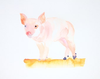 Pig watercolor | Etsy