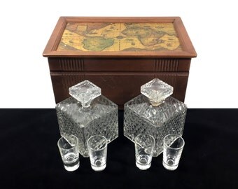 Vintage Decanter Bar Set with Rolls Royce Car by PrimaTreasures