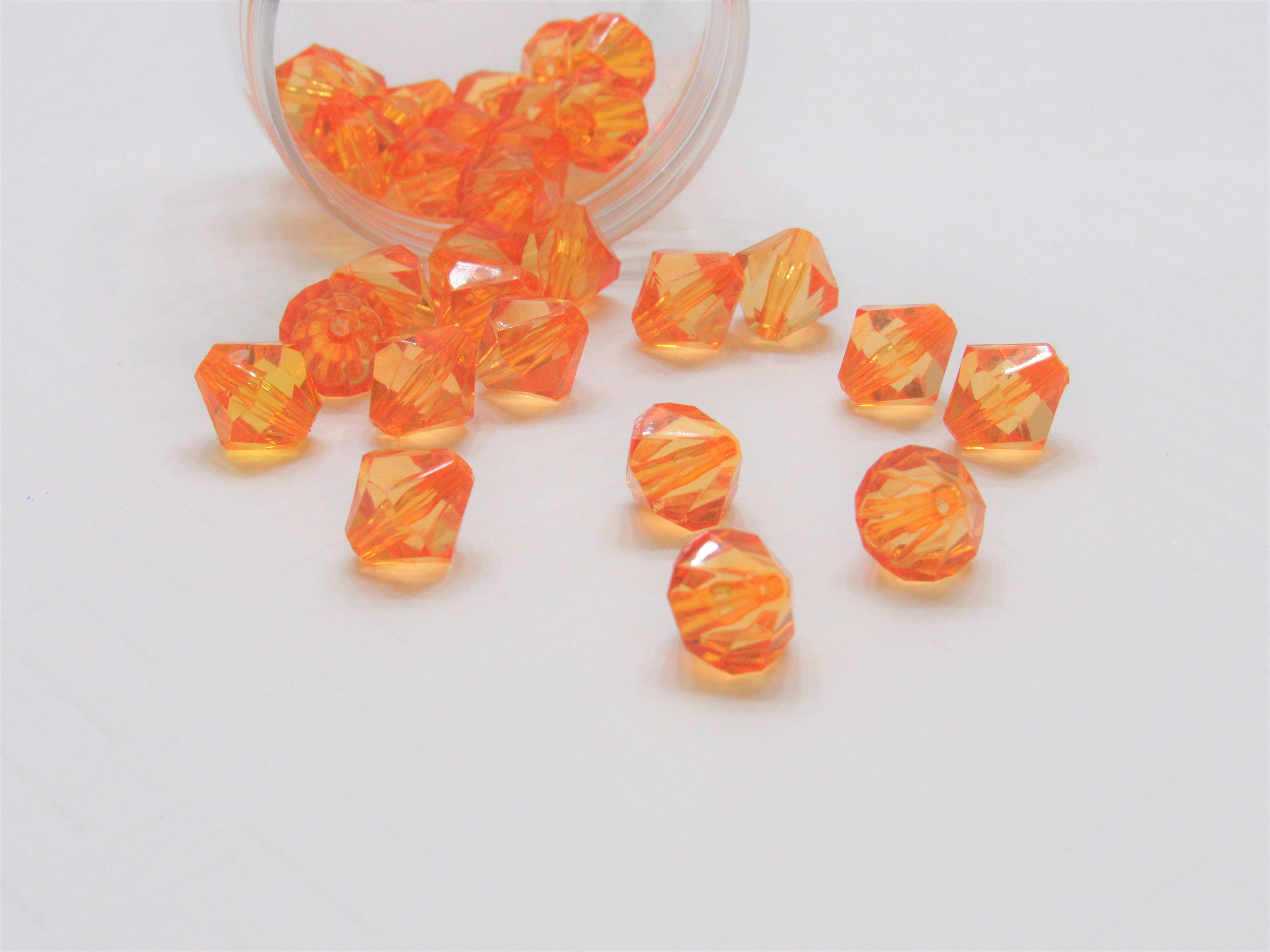 14mm Orange Crystal Look Bicone beads, diamond bicone beads, Bubblegum ...