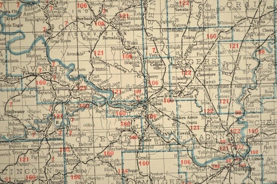 Oklahoma Railroad Map LARGE Map Oklahoma Wall Art