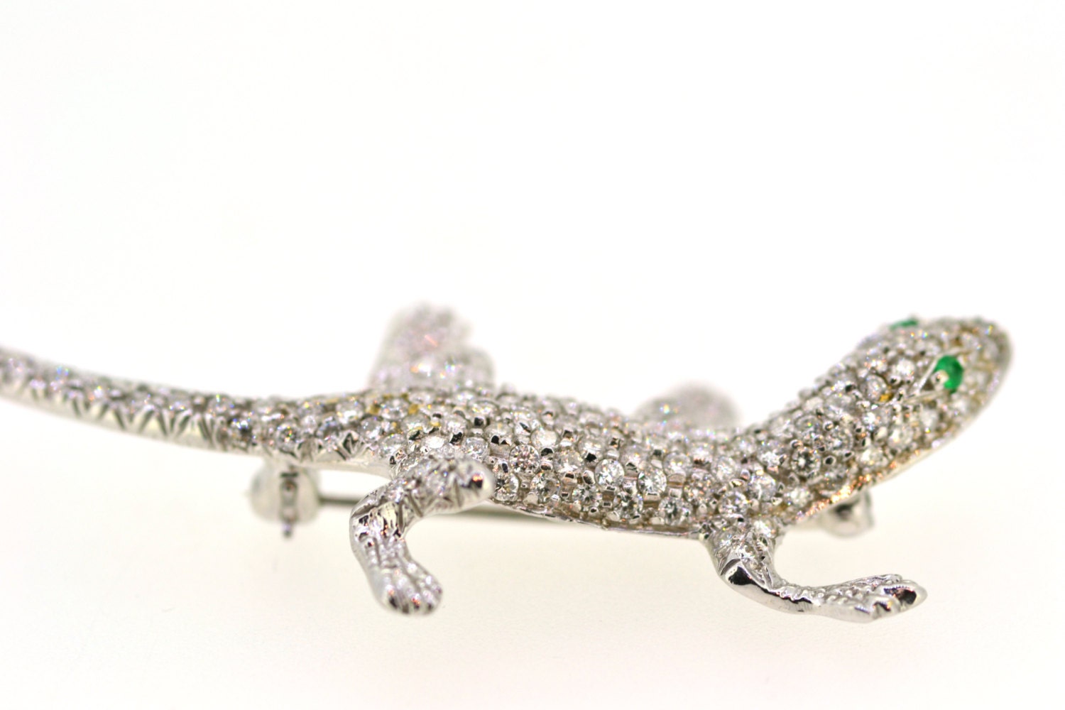 18k White Gold and Diamond Pave Lizard