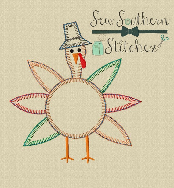Boy Turkey Applique Design Buttonhole Finish Stitch