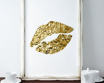 Gold foil lips | Etsy