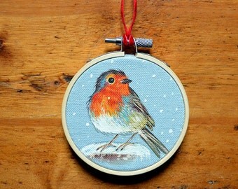 Robin embroidery | Etsy