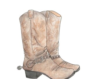 Watercolor boots | Etsy