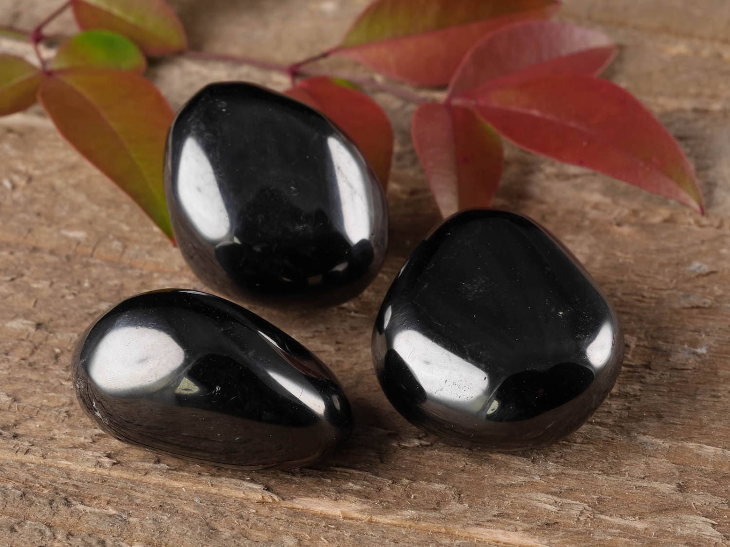 3 Small Tumbled Jet Stones Tumbled Stone Healing Crystal