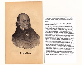 6th President John Quincy Adams Color Portrait 11 X 14