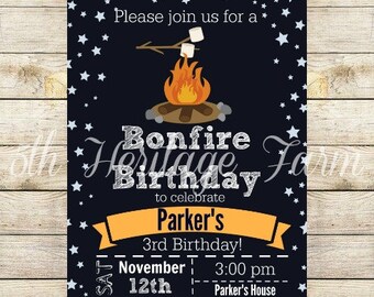 Campfire invitation | Etsy
