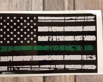 Thin green line flag | Etsy