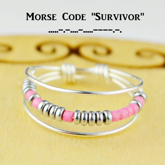 Morse Code Survivor Ring Your Choice of Color