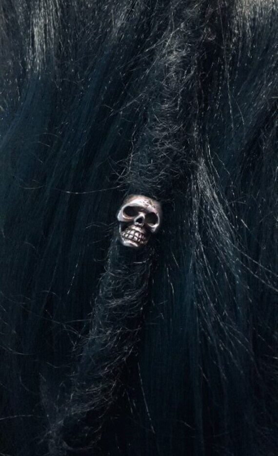 skull bead for dreads beard hair braid twist sterling