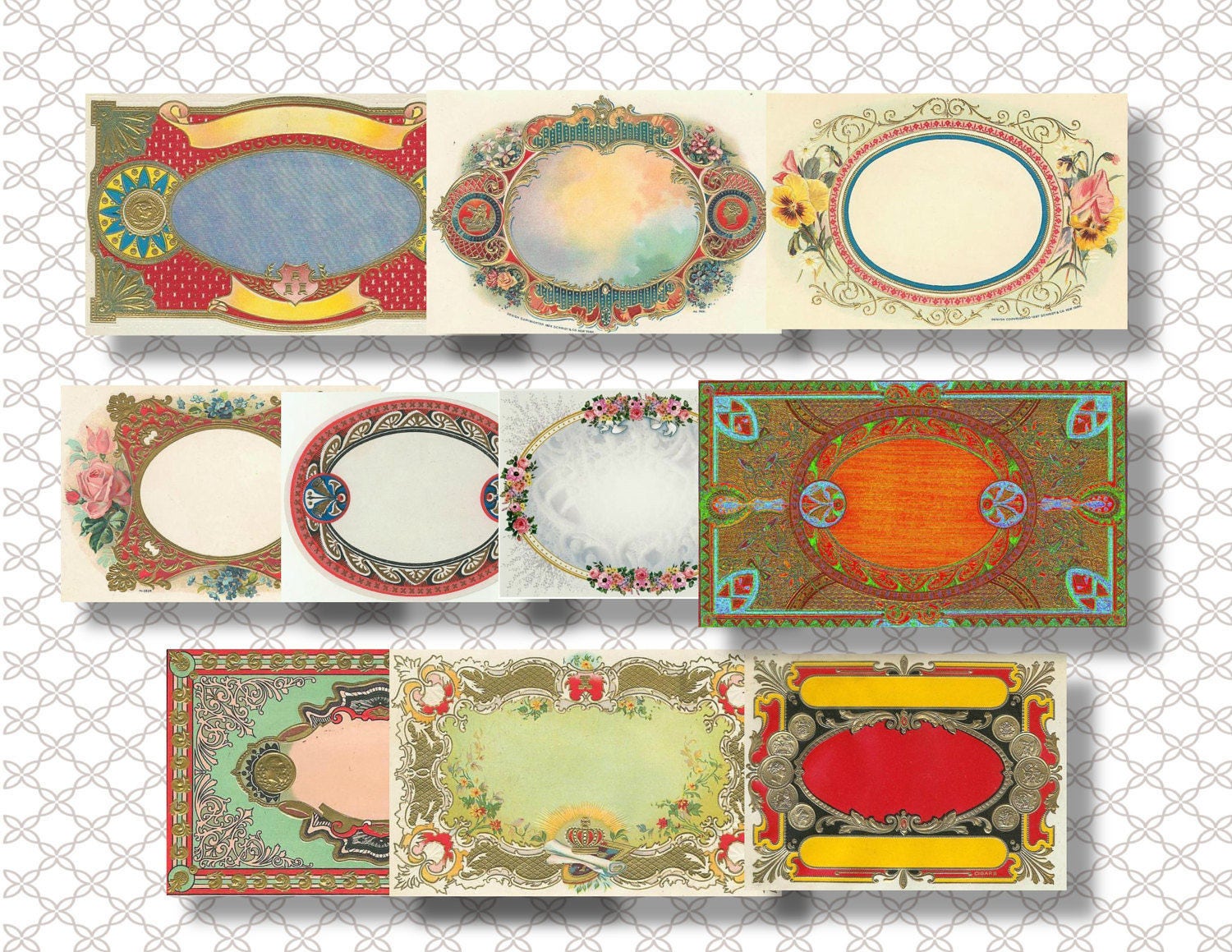 Vintage Blank Oval Labels Digital Download