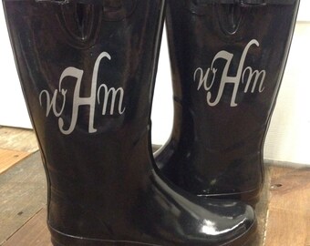Monogram rain boots | Etsy