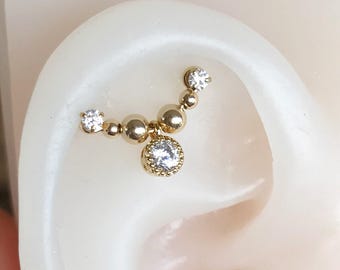 Double lobe piercing | Etsy